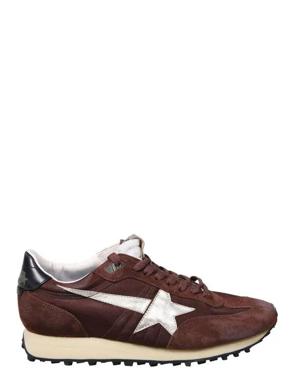 GOLDEN GOOSE Marathon Sneakers In Nylon And Leather With Distressed Effect - Brown