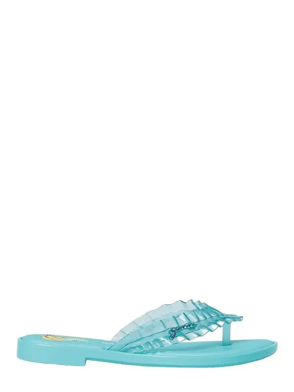 MELISSA X GANNI Ruched Pvc Thong Sandals With Low Heel - Gnawed Blue