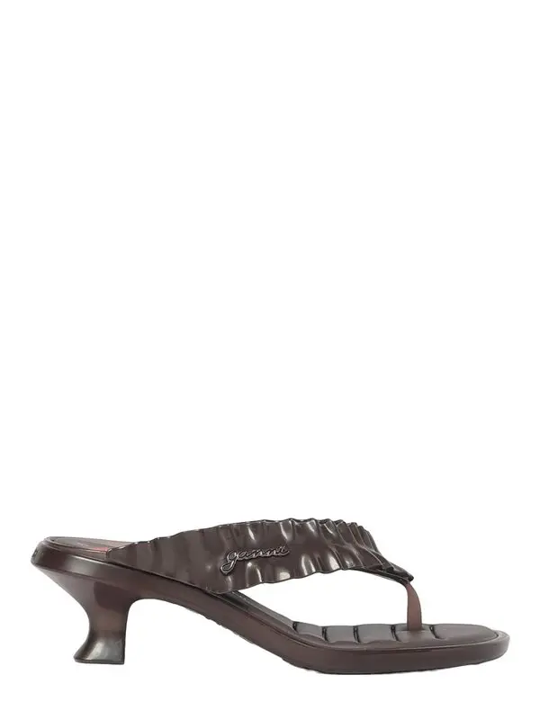 MELISSA X GANNI Ruched Pvc Thong Sandals With Low Heel - Dark