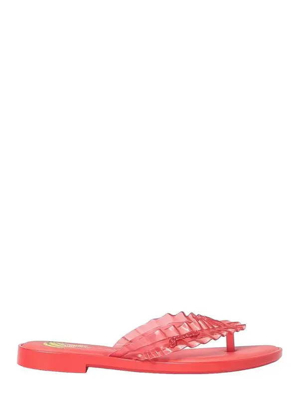 MELISSA X GANNI Ruched Pvc Thong Sandals With Low Heel - Red