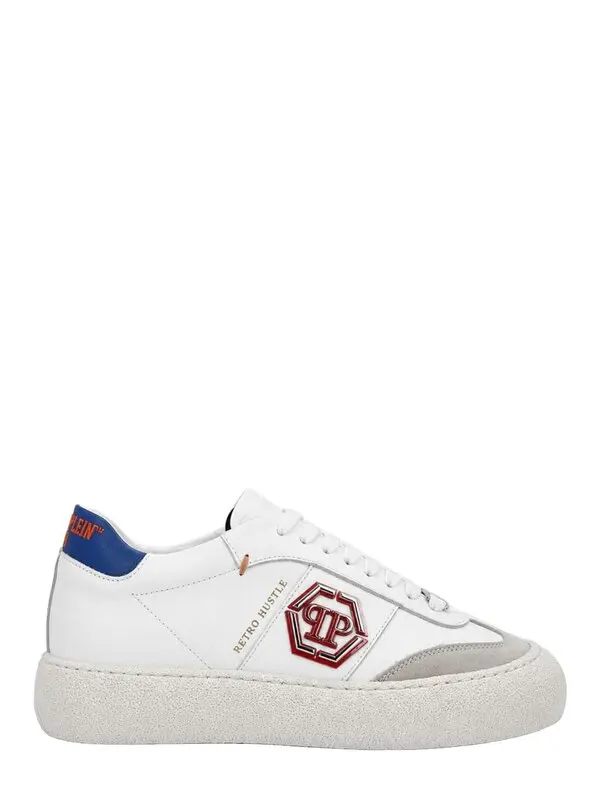Philipp Plein Retro Hustle Monogram Leather Low-top Trainers With Platform Sole - White