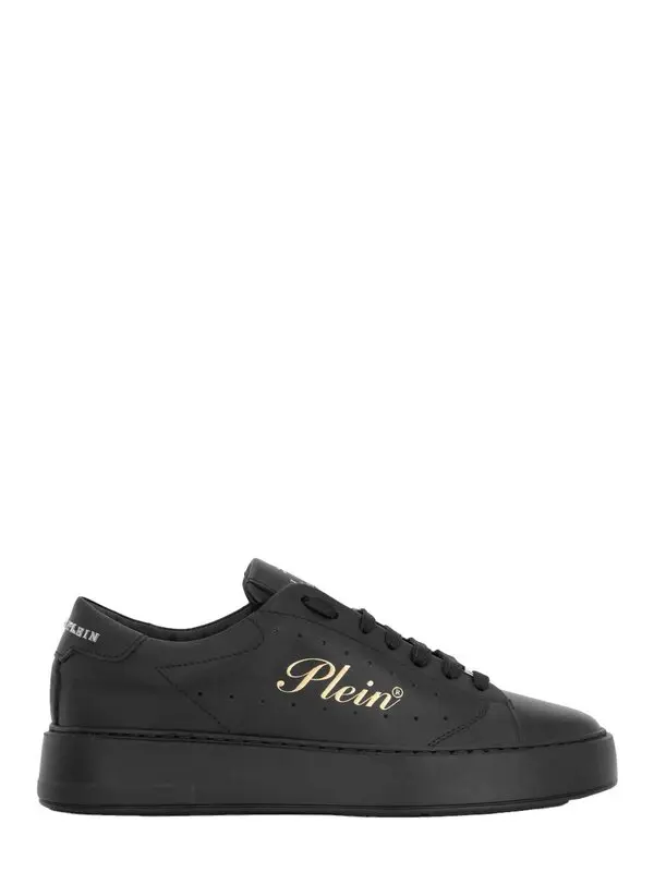Philipp Plein Leather Low-top Trainers With Chunky Sole And Laminated Logo - Black 1