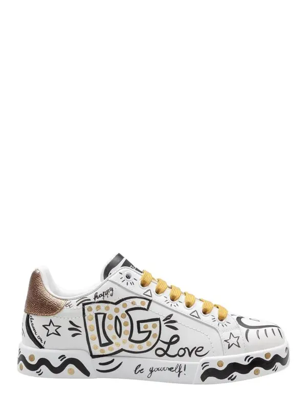 Dolce & Gabbana Portofino Low-top Sneakers With Dg Monogram Print - Multicolor