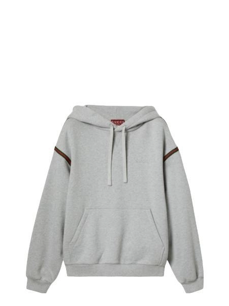 Gucci Stripe Detailed Drawstring Hoodie - Hemp Gray