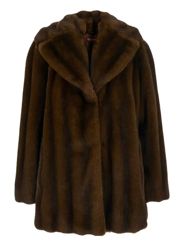 Max Mara Faux-fur Shawl-collar Coat - Black