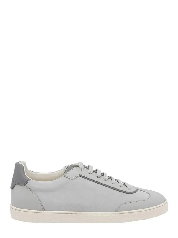 Brunello Cucinelli Low Top Smooth And Suede Calfskin Sneakers - Grey