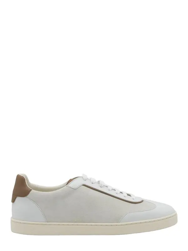 Brunello Cucinelli Low Top Smooth And Suede Calfskin Sneakers - White