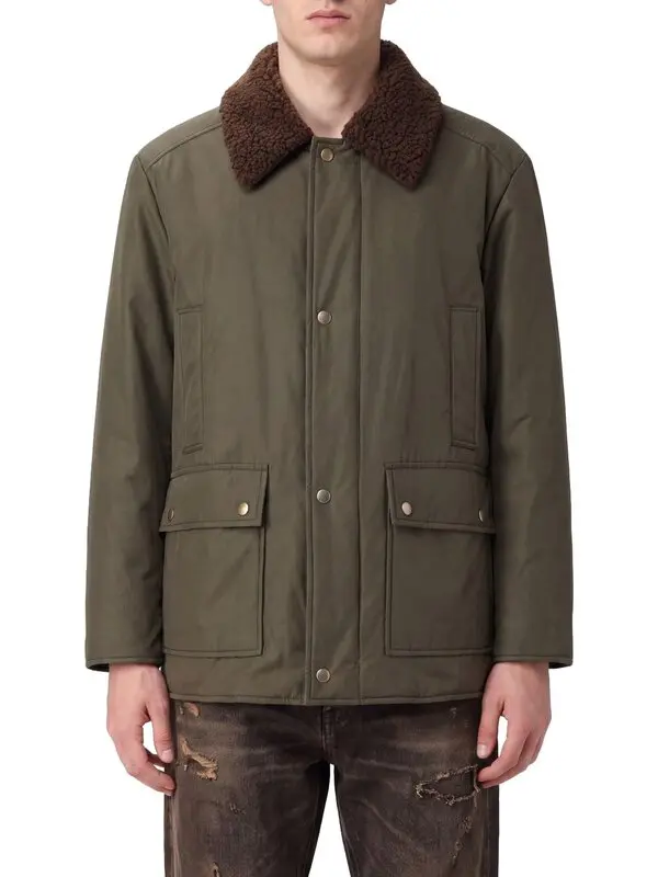 MAISON MARGIELA Padded Nylon Jacket With Fur Collar - Green