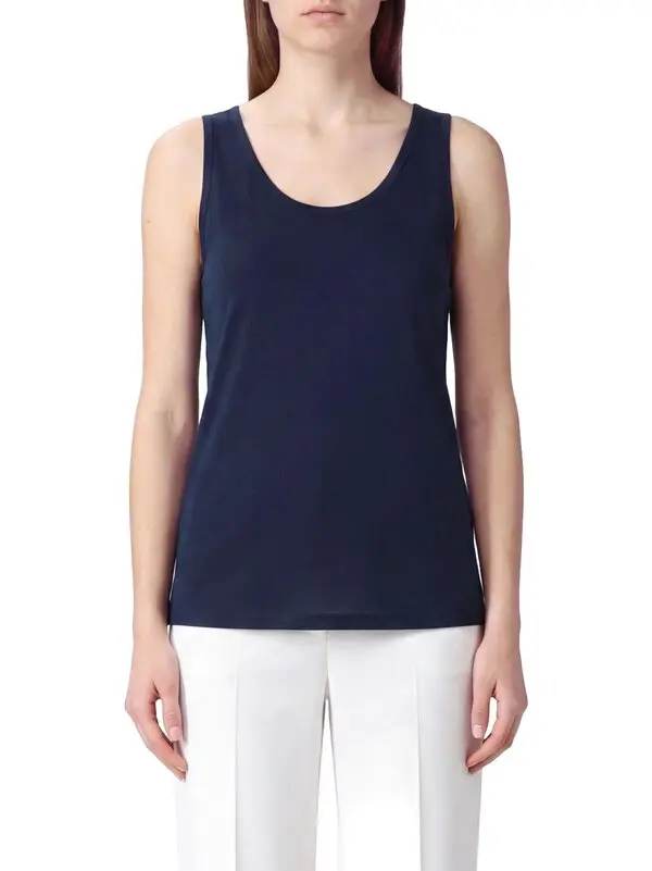 Max Mara Sleeveless U-neck Crêpe De Chine Top - Navy