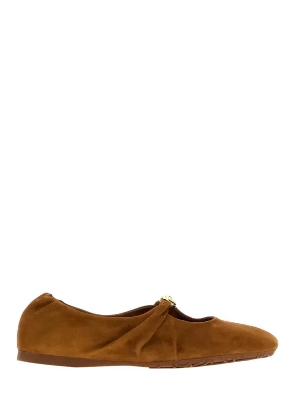 Loewe Pebble Draped Suede Ballet Flats - Brown