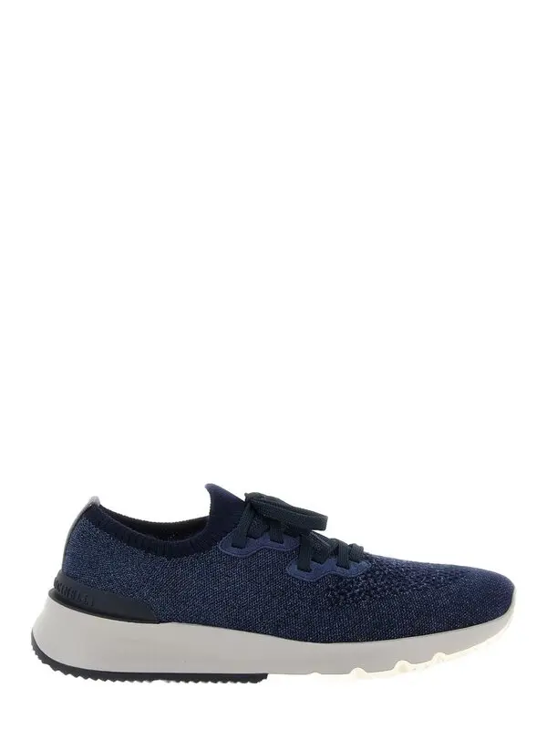 Brunello Cucinelli Cotton Knit Low Top Sneakers - Denim