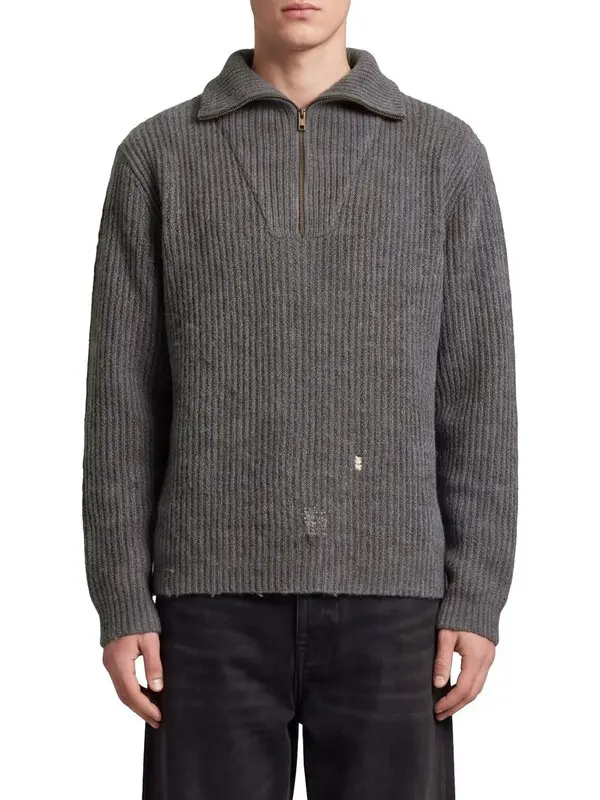 MAISON MARGIELA High Neck Distressed Jumper - Grey