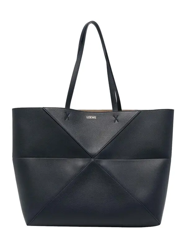 Loewe Large Puzzle Fold Calfskin Leather Tote Bag - Blue