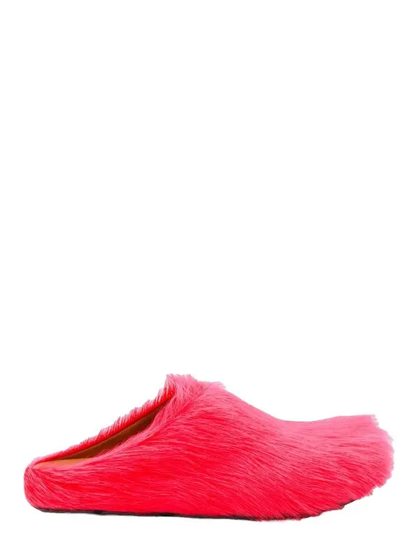 Marni Low-heeled Fur Sabot Mules With A Round Toe - Pink
