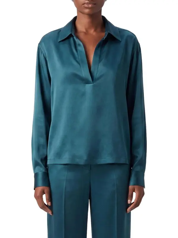 TOM FORD V-neck Silk Blouse - Turquoise