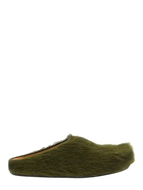 Marni Calf Hair Sabot Mules - Green