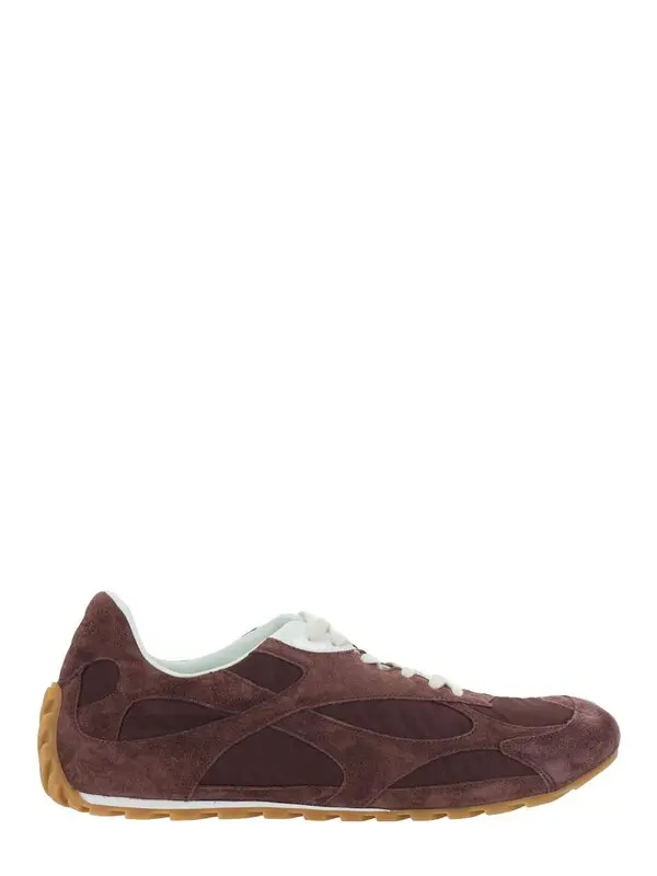 Bottega Veneta Orbit Flash Suede Calfskin Trainers - Burgundy