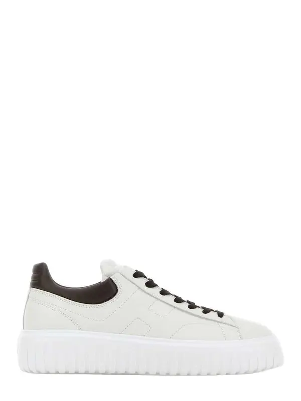 Hogan H-stripes Smooth Leather Sneakers With Side Logo - White