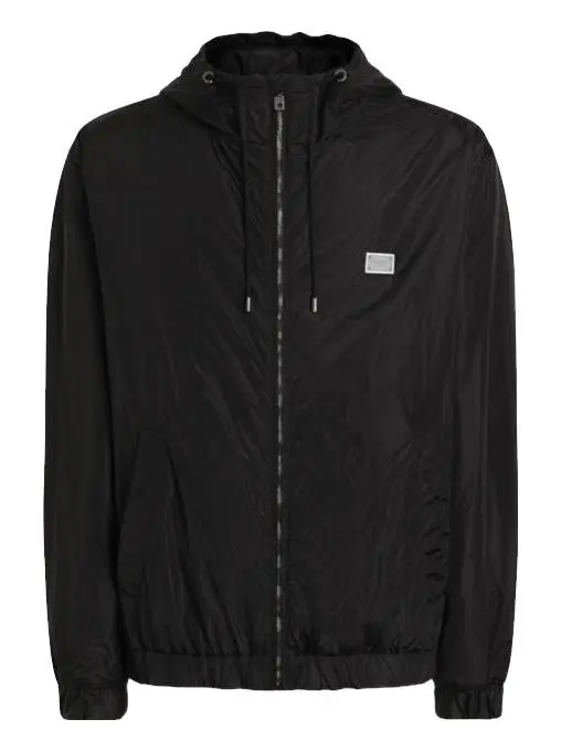 Dolce & Gabbana Dolce Gabbana Logo Tag Hooded Jacket - Black