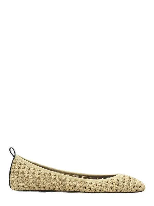 Marc Jacobs Crochet Ballet Flats With Perforated Round Toe - Champagne