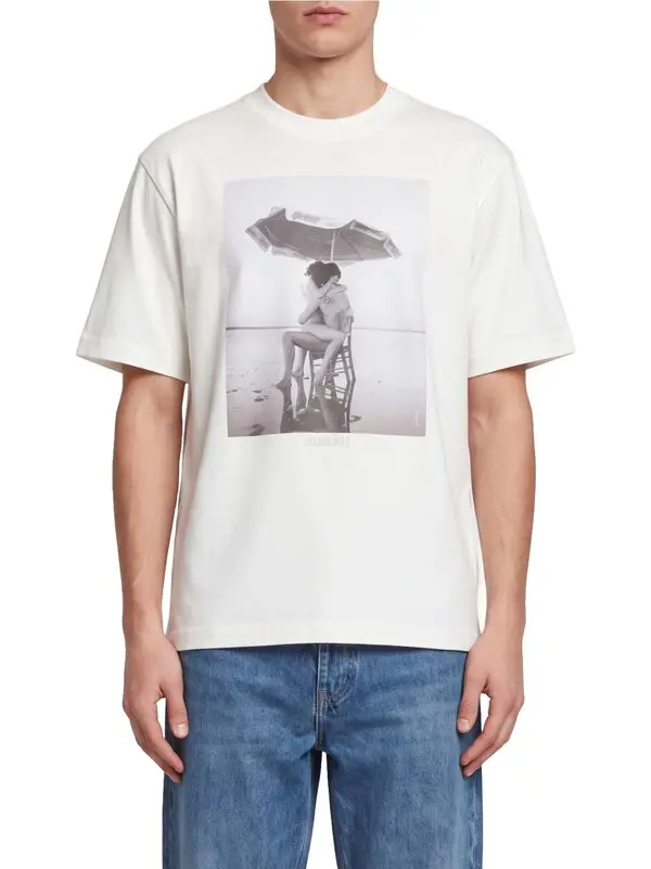 Jacquemus Graphic Print Organic Cotton And Hemp T-shirt With Dropped Shoulders - White