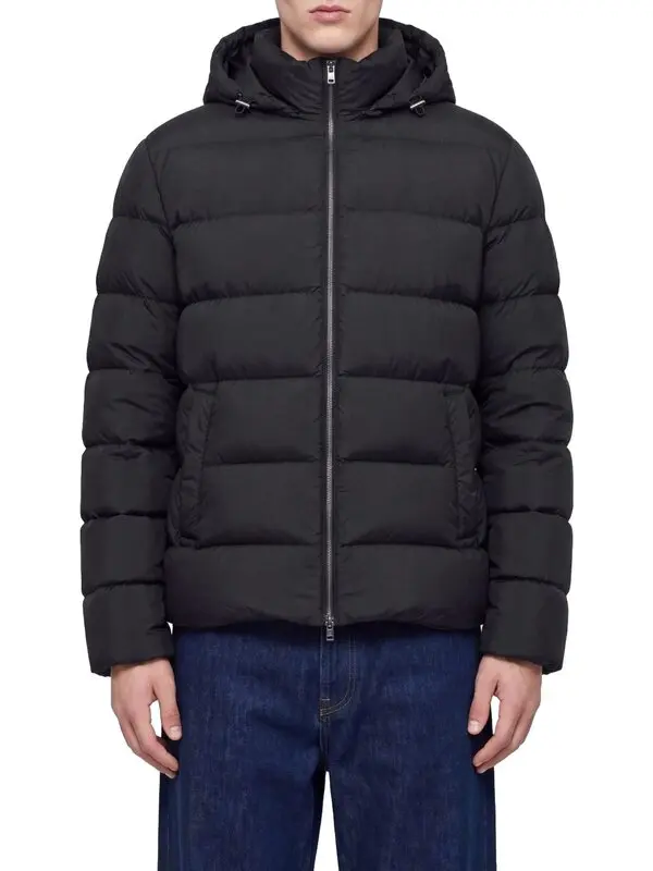 Herno Hooded Water-repellent Quilted Nylon Down Jacket - Black