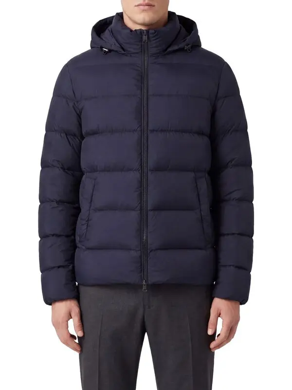 Herno Hooded Water-repellent Quilted Nylon Down Jacket - Navy