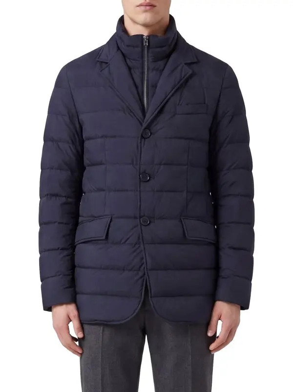 Herno Quilted Nylon Down Blazer With Detachable Bib - Navy