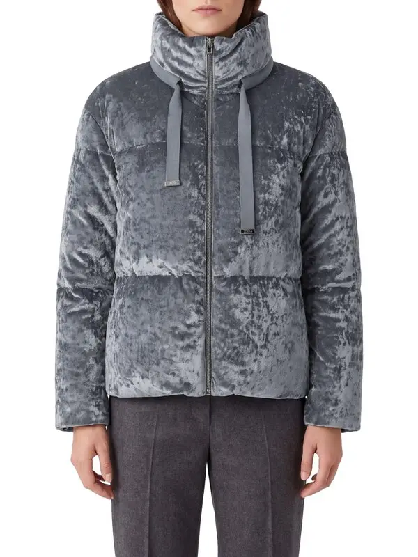 Herno High-neck Quilted Microfiber Down Jacket With Drawstring Hood - Natural