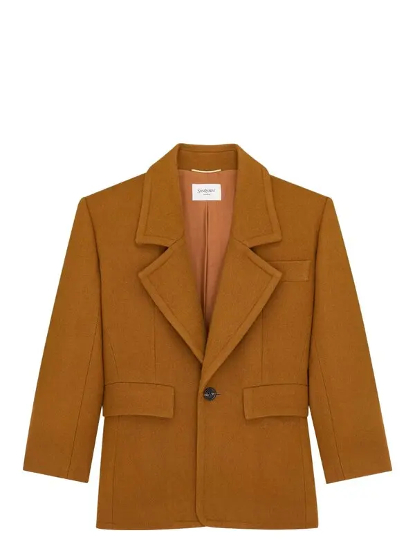 Saint Laurent Single-breasted Long-sleeved Jacket - Camel