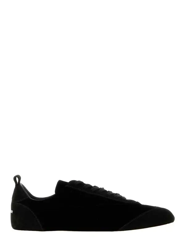 JIL SANDER Velvet And Suede Sneakers With Rear Pull Tab - Black