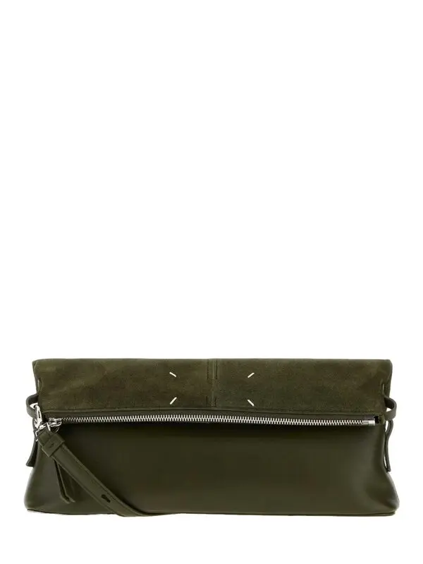 MAISON MARGIELA 5ac Calfskin And Suede Clutch - Green