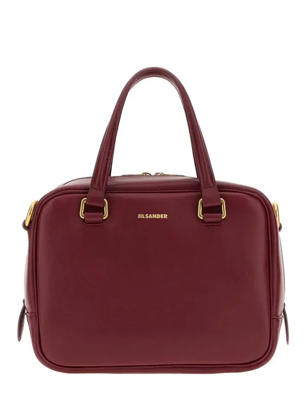 JIL SANDER Vision Mini Sheepskin Leather Handbag - Cherry
