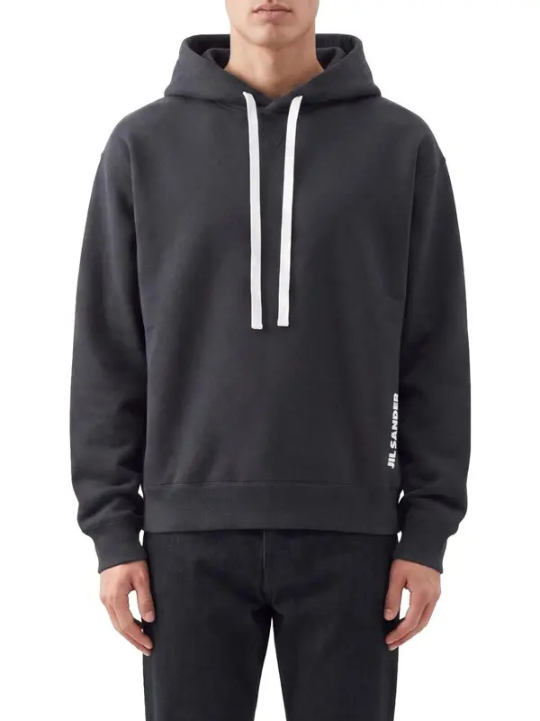 JIL SANDER Relaxed Fit Cotton Hoodie With Dropped Shoulders - Black