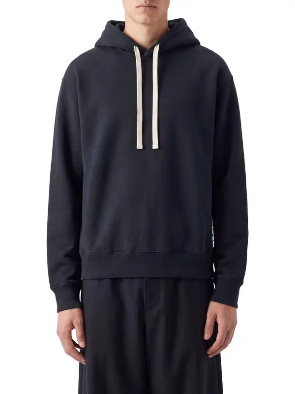 JIL SANDER Relaxed Fit Cotton Hoodie With Dropped Shoulders - Blue