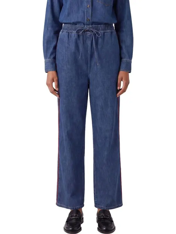 Valentino Garavani Straight-leg Trousers With Elasticated Drawstring Waist - Denim