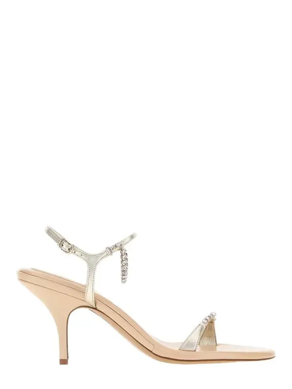 Chloé Zia Lambskin Stiletto Sandals With Rhinestones - Nude