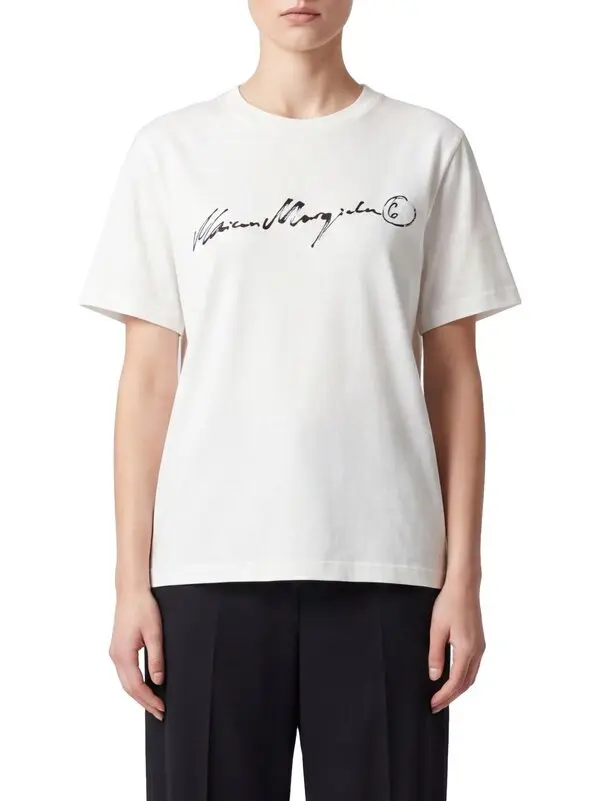 MAISON MARGIELA Cotton Crewneck T-shirt With Contrast Logo - White