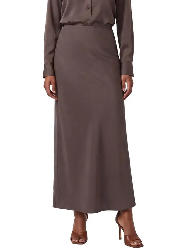 Loulou De Saison High-waisted Silk Midi Pencil Skirt - Brown