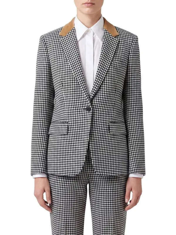 TOM FORD Slim Fit Single-breasted Blazer In Houndstooth Cashmere - Black