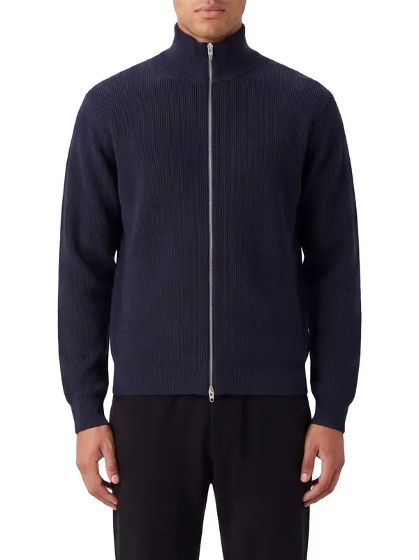 JIL SANDER Water-repellent Wool Knit Bomber Jacket - Blue 1