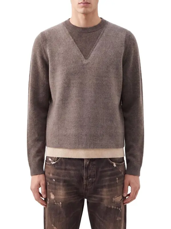 MAISON MARGIELA Virgin Wool Crewneck Jumper - Brown