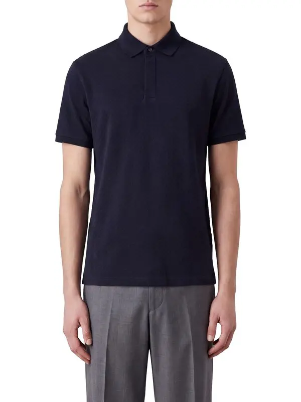 Emporio Armani Argyle-patterned Slim Fit Cotton Polo Shirt - Navy
