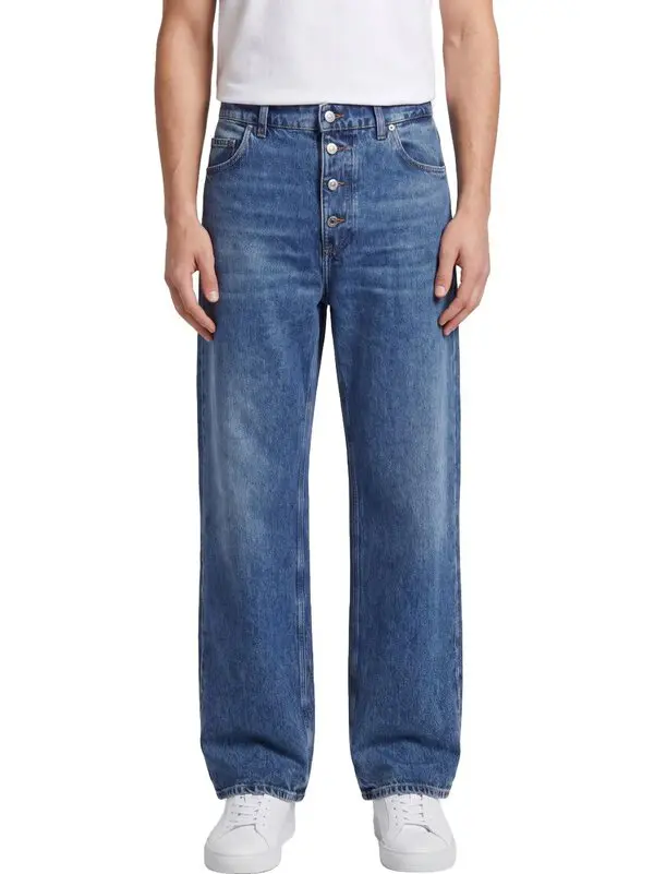 Dolce & Gabbana Mid-rise Wide-leg Denim Jeans With Rear Logo Plaque - Blue