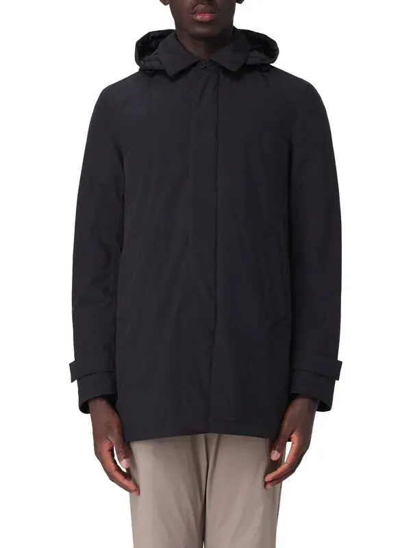 Herno Water-repellent Hooded Windbreaker Jacket In Nylon With Rear Vent - Black