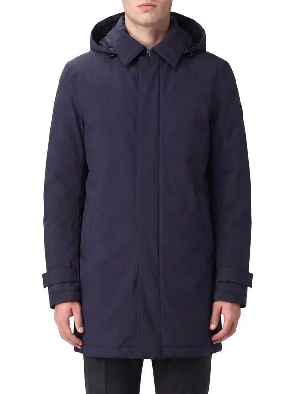 Herno Water-repellent Hooded Windbreaker Jacket In Nylon With Rear Vent - Blue