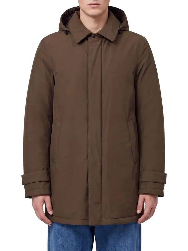 Herno Water-repellent Hooded Windbreaker Jacket In Nylon With Rear Vent - Brown