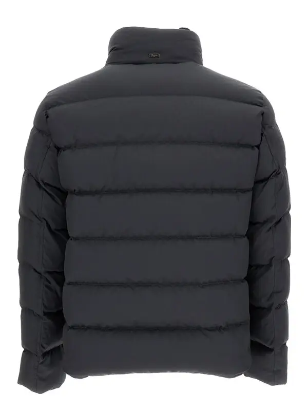 Herno High Neck Quilted Down Jacket In Water-repellent Nylon - Grey
