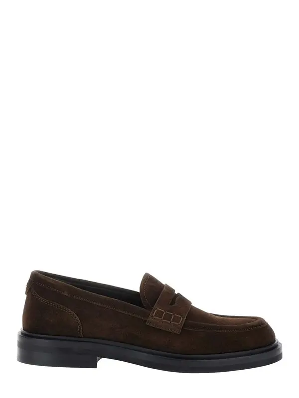 Dolce & Gabbana Suede Calfskin Penny Loafers - Brown