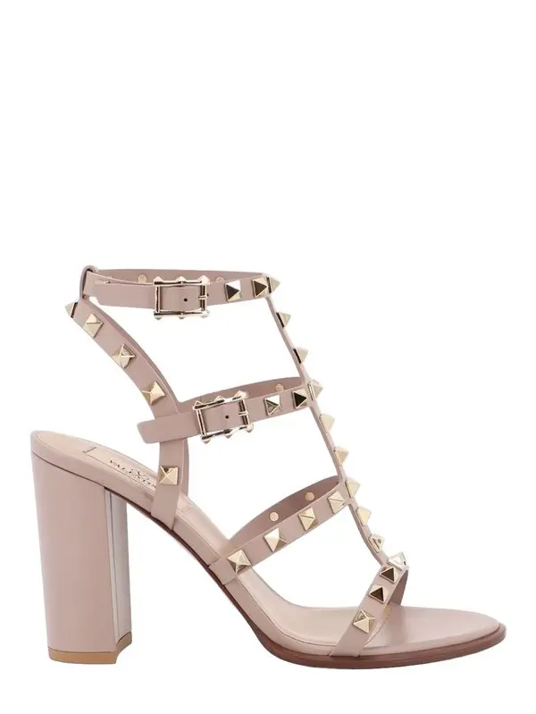 Valentino Garavani Rockstud Leather T-strap High-heeled Sandals - Dust